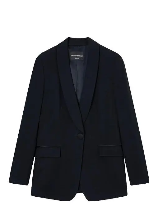 Emporio Armani Single-breasted Blazer In Envers Satin - Black