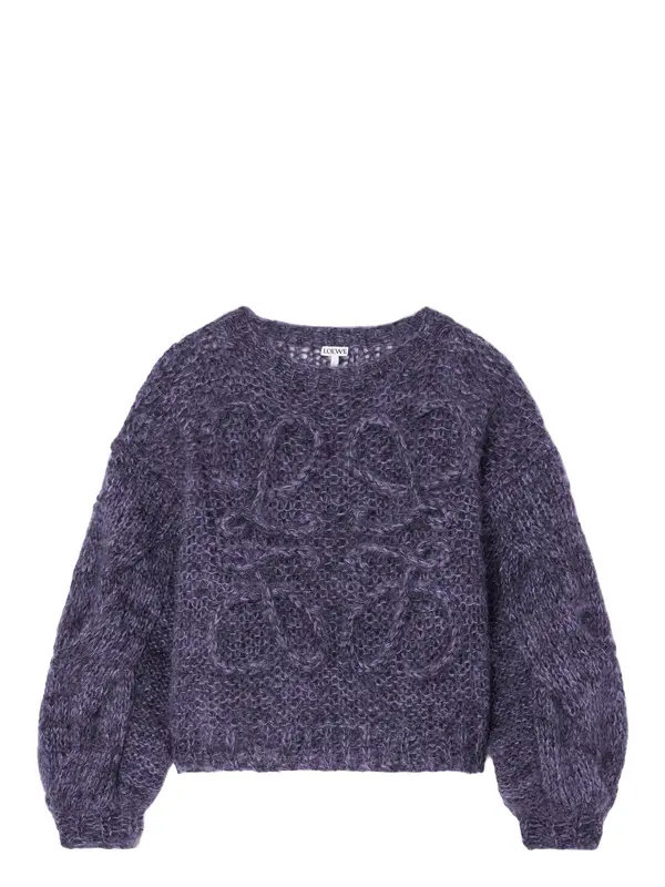 Loewe Anagram Embroidered Mohair-blend Sweater - Purple