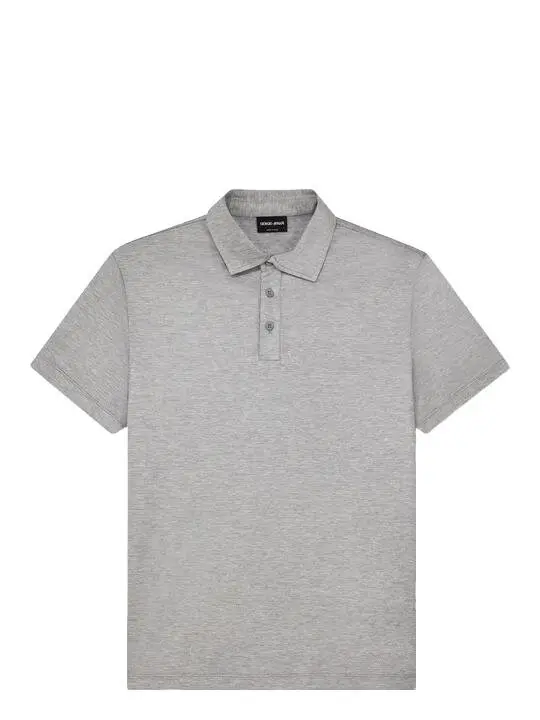 Giorgio Armani Silk And Cotton-mélange Jersey Polo Shirt - Natural
