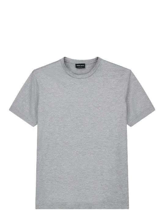 Giorgio Armani Plain-knit Jersey T-shirt In A Silk-and-cotton Blend - Natural