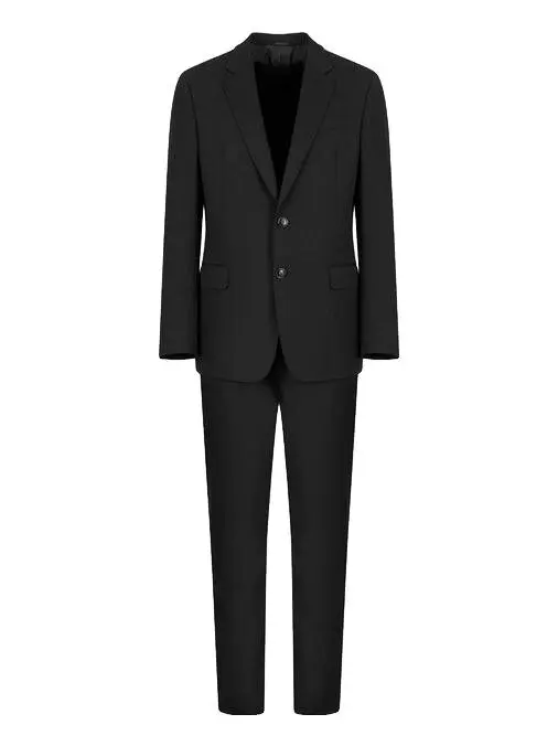 Giorgio Armani Single-breasted, Water-repellent Wool Suit From The Soft Line - Black