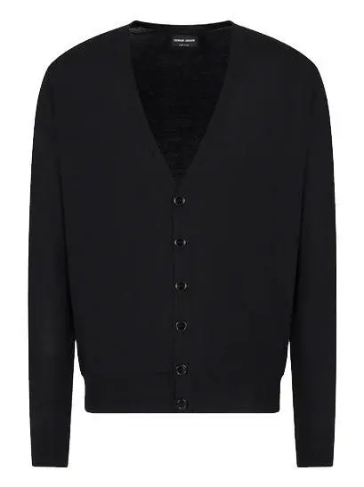 Giorgio Armani Virgin-wool Cardigan - Black