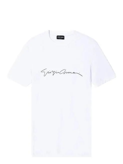 Giorgio Armani Asv Stretch-viscose T-shirt With Signature Logo - White