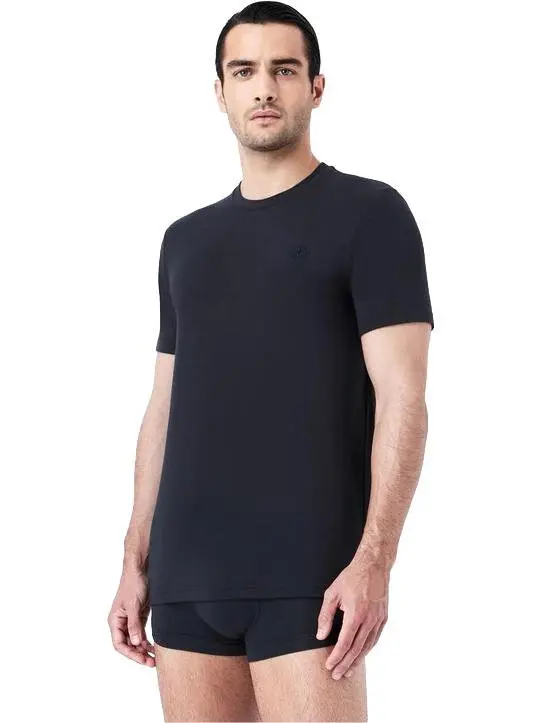 Giorgio Armani Stretch-jersey Loungewear Short-sleeved T-shirt - Blue