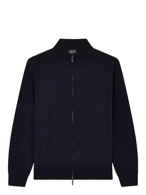 Giorgio Armani Zipped Cashmere Cardigan - Blue