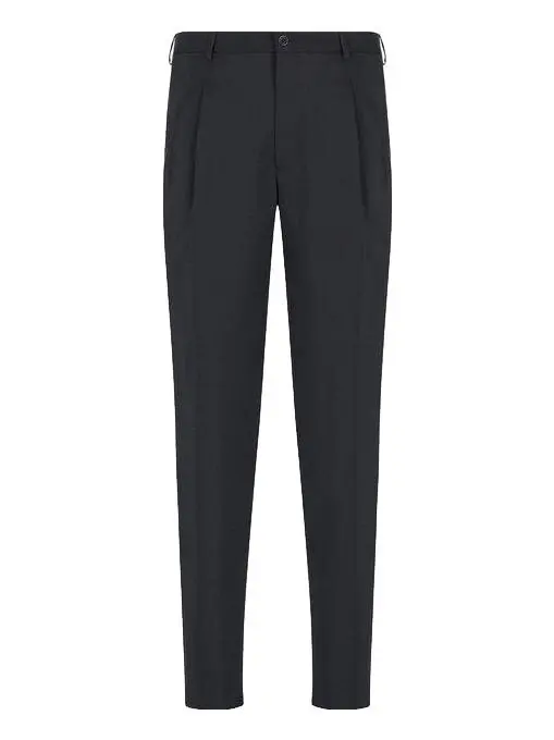 Giorgio Armani Two-dart Trousers In Silk-blend Twill - Blue