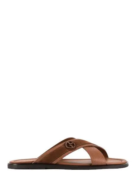 Giorgio Armani Two-toned Suede Cross Sandals - Natural