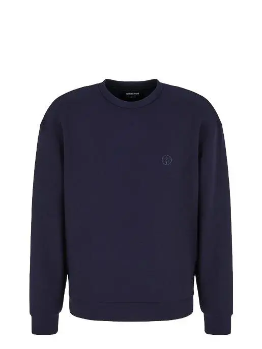 Giorgio Armani Cotton And Cashmere Crew-neck Sweatshirt - Blue