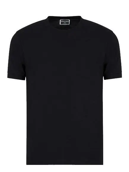 Giorgio Armani Icon Crew-neck T-shirt In Stretch Viscose Jersey - Black