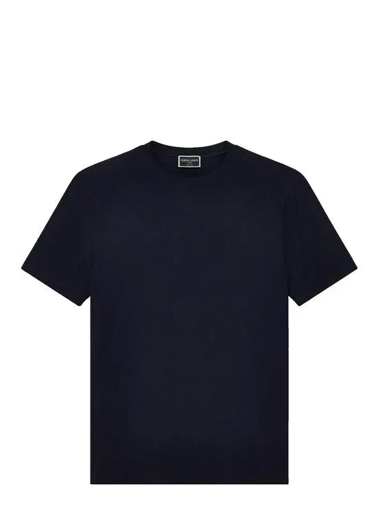 Giorgio Armani Icon Crew-neck T-shirt In Stretch Viscose Jersey - Navy