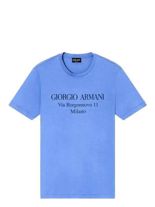 Giorgio Armani Borgonuovo 11 Crew-neck T-shirt In Pima Cotton Jersey - Blue