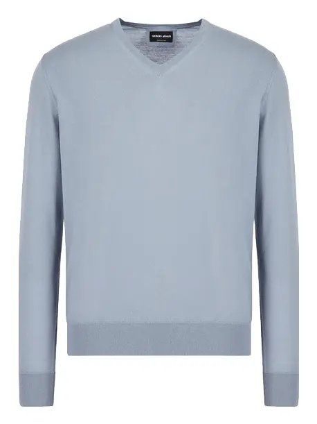 Giorgio Armani Pure Virgin Wool Crew-neck Jumper - Blue