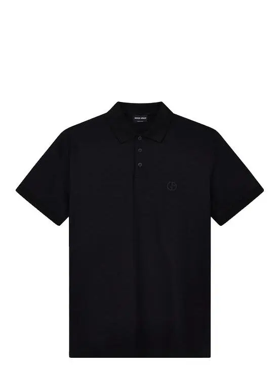 Giorgio Armani Stretch Cotton Piqué Polo Shirt - Black