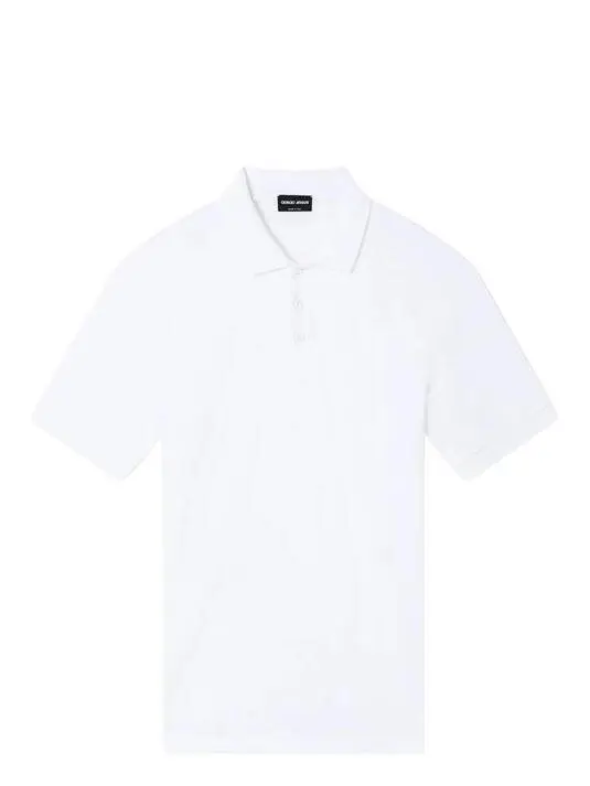 Giorgio Armani Stretch Cotton Piqué Polo Shirt - White