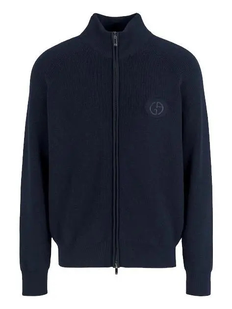Giorgio Armani Virgin-wool Zip-up Cardigan - Blue