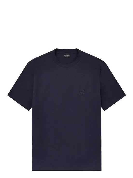 Giorgio Armani Cashmere And Cotton Interlock Crew-neck T-shirt - Blue