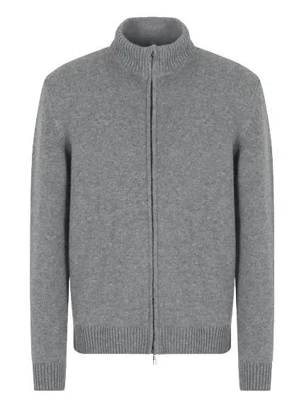 Giorgio Armani Cashmere Zip-up Mock-neck Cardigan - Natural