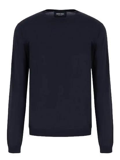 Giorgio Armani Long-sleeved Silk And Cotton Jumper - Blue