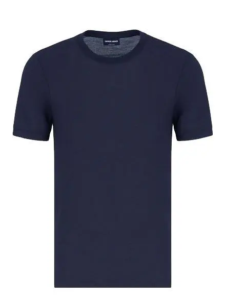 Giorgio Armani Plain-knit Jersey T-shirt - Blue