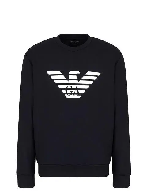 Emporio Armani Modal-blend Sweatshirt With Logo - Blue