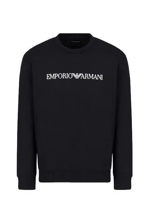 Emporio Armani Modal-blend Sweatshirt With Logo - Green
