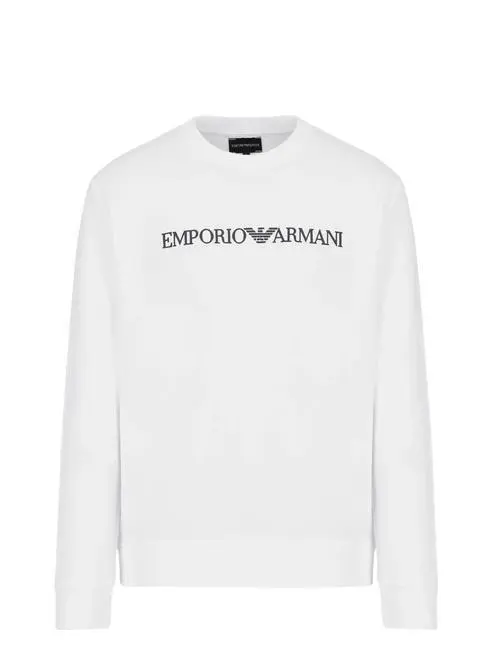 Emporio Armani Modal-blend Sweatshirt With Logo - White