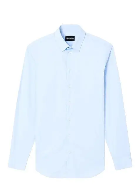 Emporio Armani Stretch Cotton Poplin Shirt - Blue