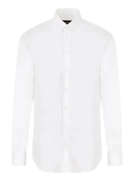 Emporio Armani Stretch Cotton Poplin Shirt - White