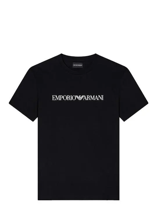 Emporio Armani Pima-jersey T-shirt With Logo Print - Black