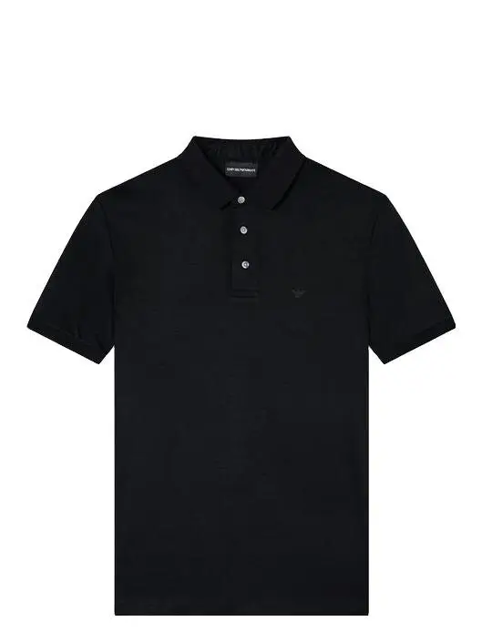 Emporio Armani Asv Lyocell-blend Jersey Polo Shirt - Black