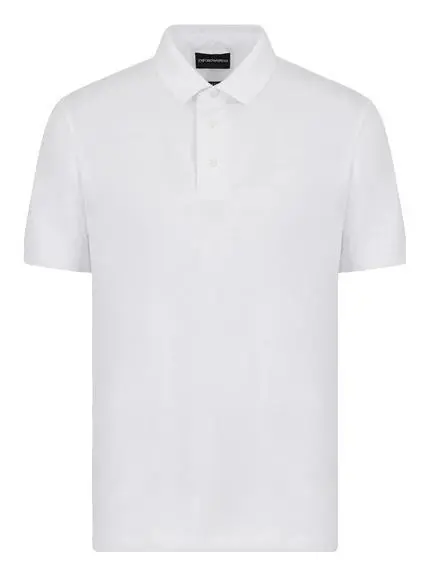 Emporio Armani Asv Lyocell-blend Jersey Polo Shirt - White
