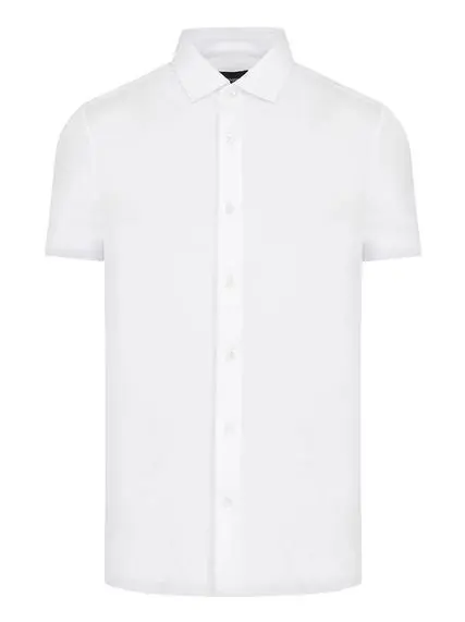 Emporio Armani Asv Short-sleeved Lyocell-blend Jersey Shirt - White