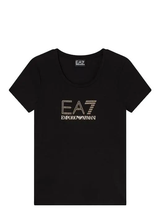 EA7 Evolution Stretch Cotton And Modal Blend T-shirt With Logo - Black