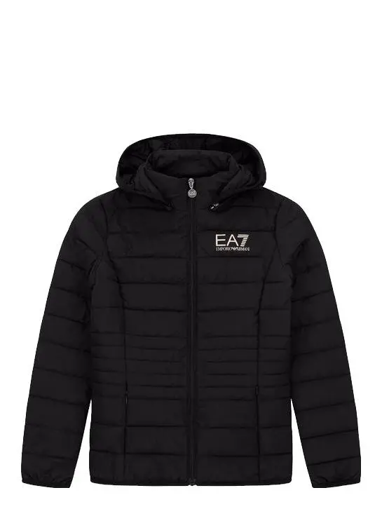 EA7 Recycled Technical Fabric Padded Hooded Jacket - Black
