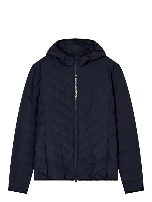 Emporio Armani Ea7 Premium Shield Packable Hooded Down Jacket - Blue
