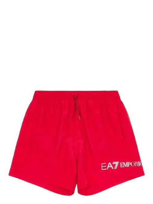 Emporio Armani Ea7 Swim Trunks With Logo - Red