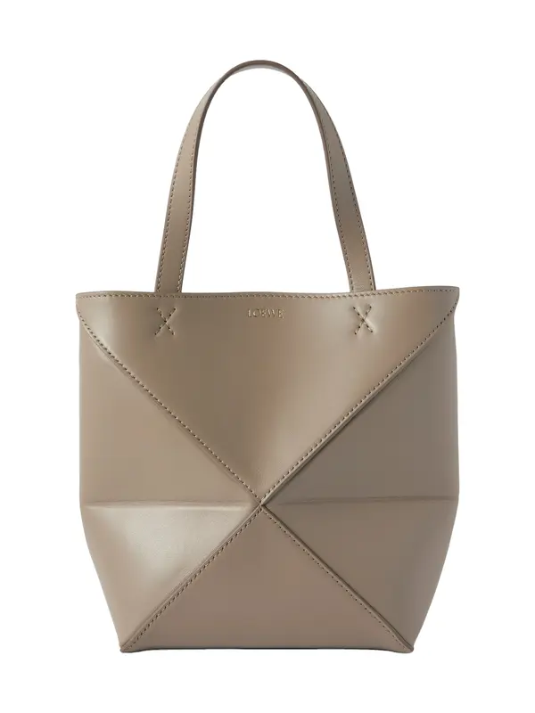 Loewe Puzzle Fold Mini Leather Tote - Neutrals