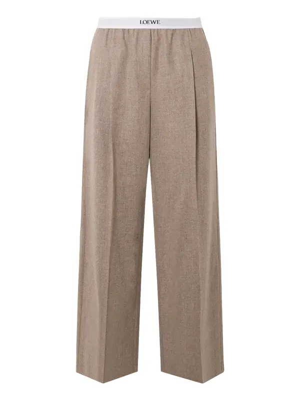 Loewe Pleated Wool And Cashmere-blend Pants - Neutrals