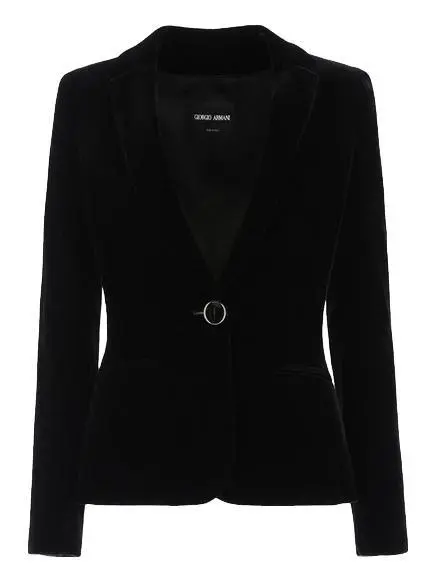 Giorgio Armani Single-breasted Velvet Jacket - Black