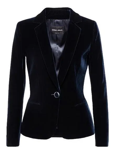 Giorgio Armani Single-breasted Velvet Jacket - Blue