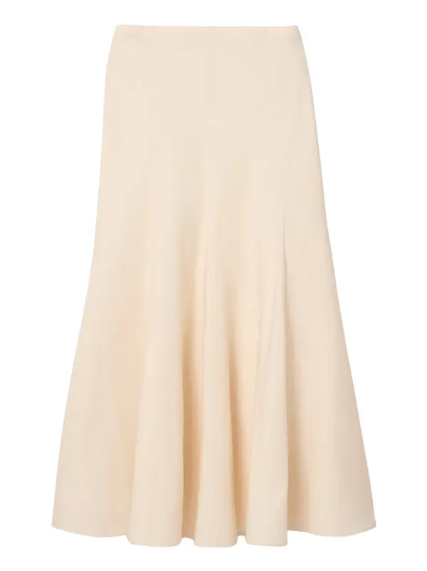 Khaite Lenno Silk And Cotton-blend Midi Skirt - Ecru