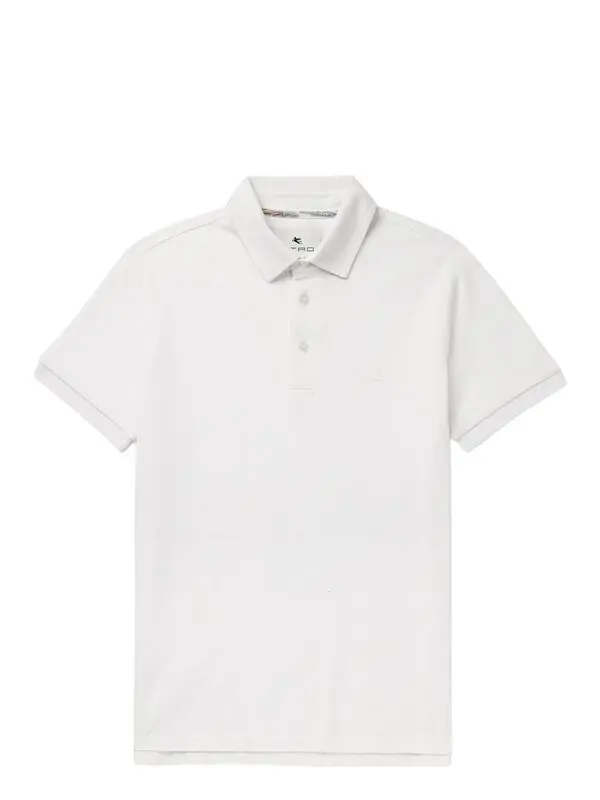 Etro Logo-embroidered Cotton-piqué Polo Shirt - White