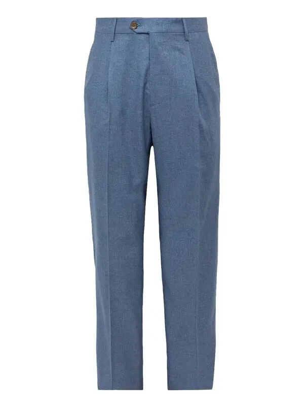 Etro Straight-leg Pleated Trousers - Blue