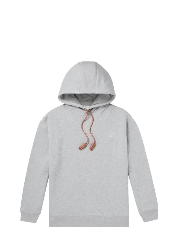Loewe Logo-embroidered Cotton-jersey Hoodie - Gray