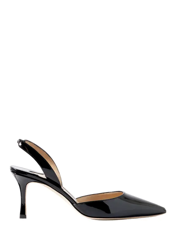 Manolo Blahnik Carolyne 70 Patent-leather Slingback Pumps - Black