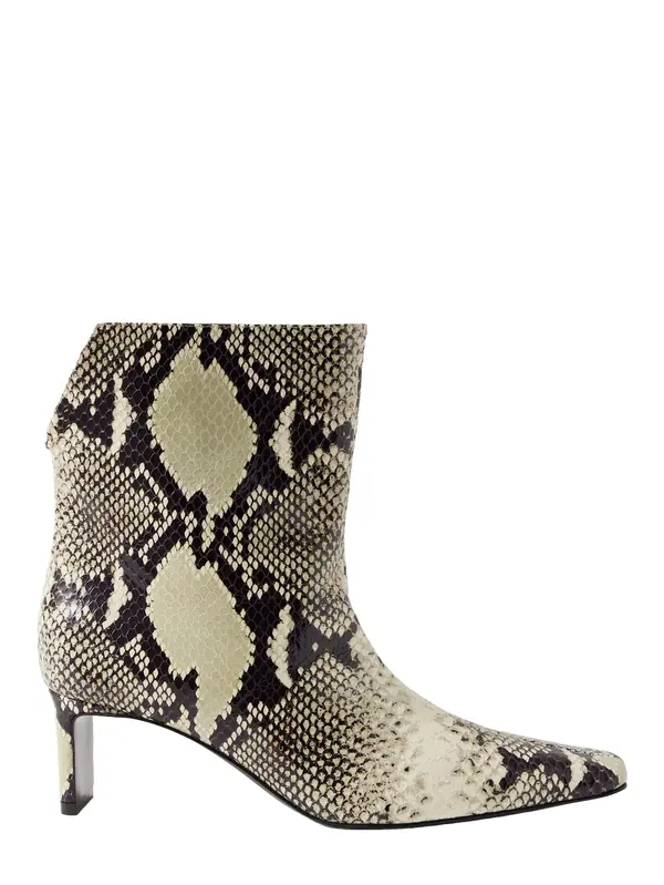 Khaite Ona Snake-effect Leather Ankle Boots - Animal Print