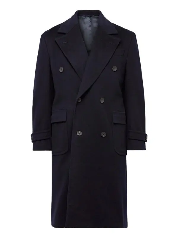 Thom Sweeney Double-breasted Wool And Cashmere-blend Felt Overcoat - Blue