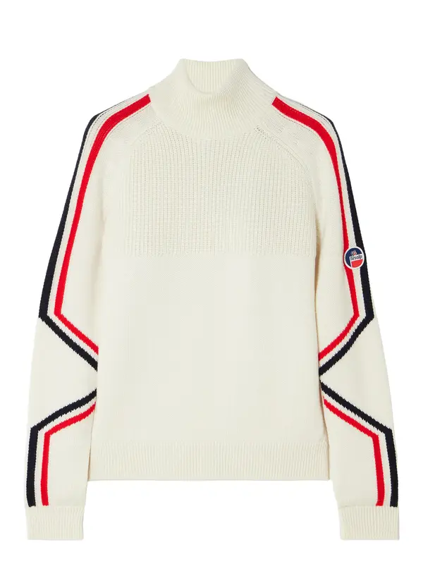 Fusalp Alea Striped Wool-jacquard Turtleneck Sweater - Ivory