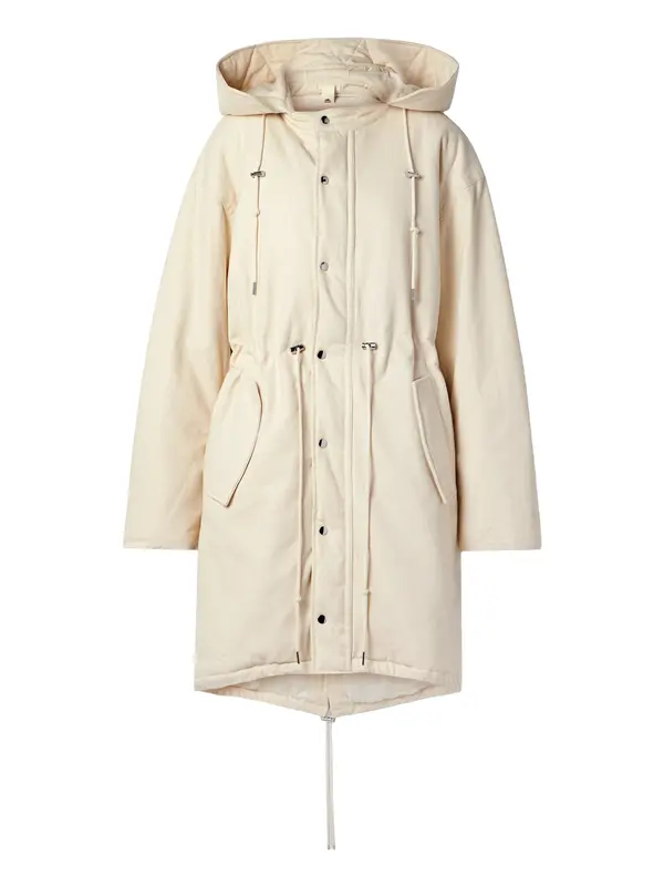Adidas Originals By Alexander Wang Wales Bonner Hooded Embroidered Recycled-twill Coat - Cream