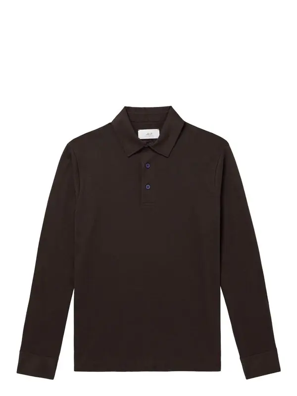 Mr P. Mercerised Cotton-jersey Polo Shirt - Brown
